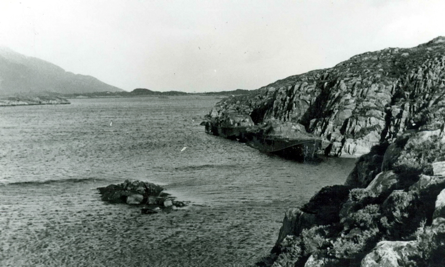 Катера MTB-619 и MTB-631, замаскированные у побережья острова Скорпа ...