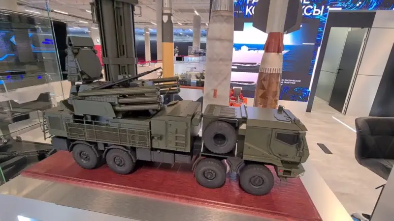 A mini-rocket for the Pantsir missile defense system is presented at ...